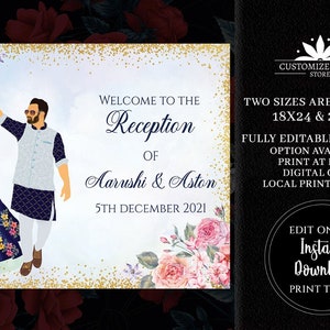 Reception Welcome Sign for Wedding,reception Signage,printable Floral ...