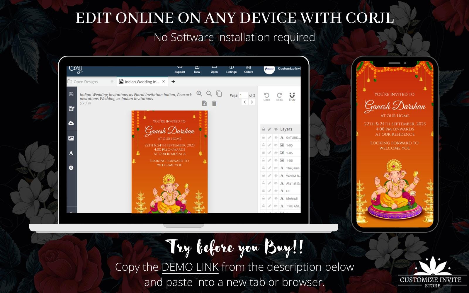 Ganpati Darshan Invite Card Ganesh Pooja Invitation, Ganesh Invitations ...