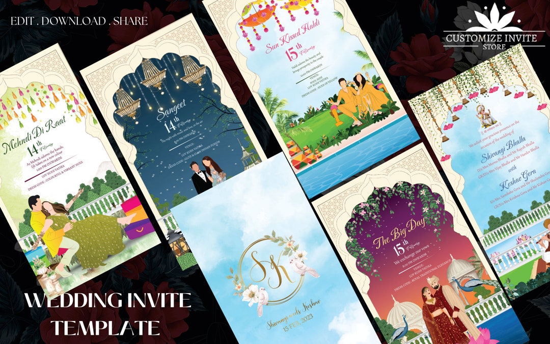 Traditional Beautiful Pillar Theme Wedding Invitation Template, Pool ...