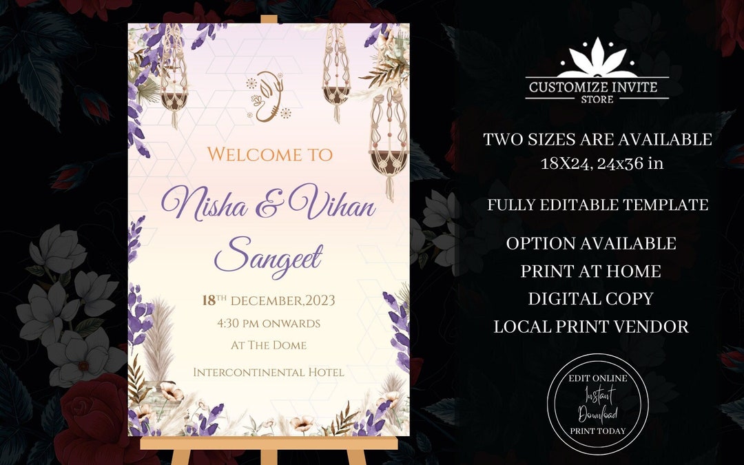 Sangeet Signs & Sangeet Welcome Sign, Sangeet Decor as Sangeet Poster ...