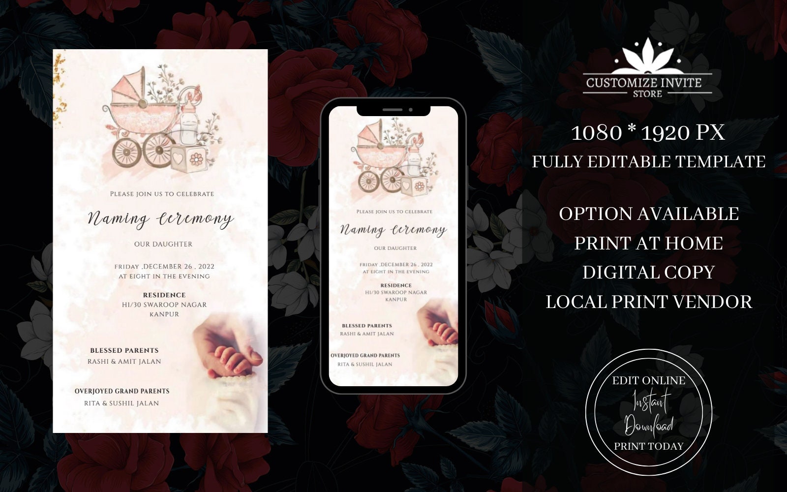 Naming Day Invite Naming Day Card, Naming Baby Card, Naming Ceremony ...