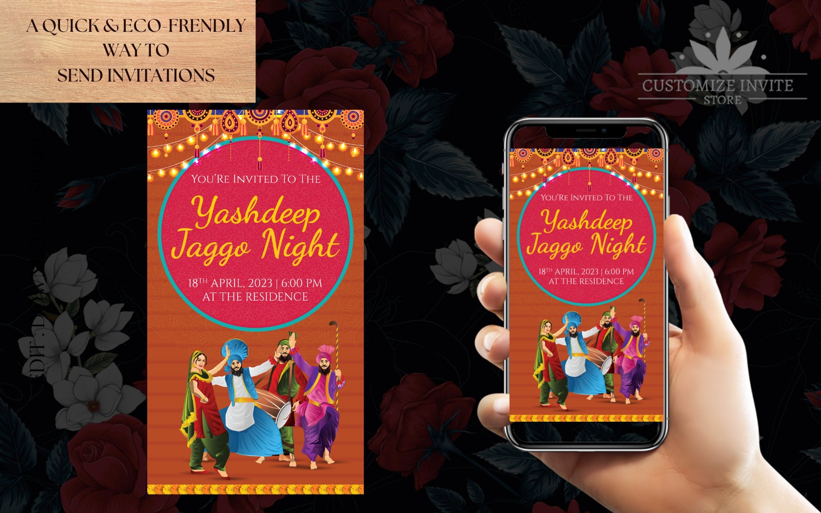 Jaggo Night Invites as Jaggo Wedding Invite, Jago Invitation Digital as ...