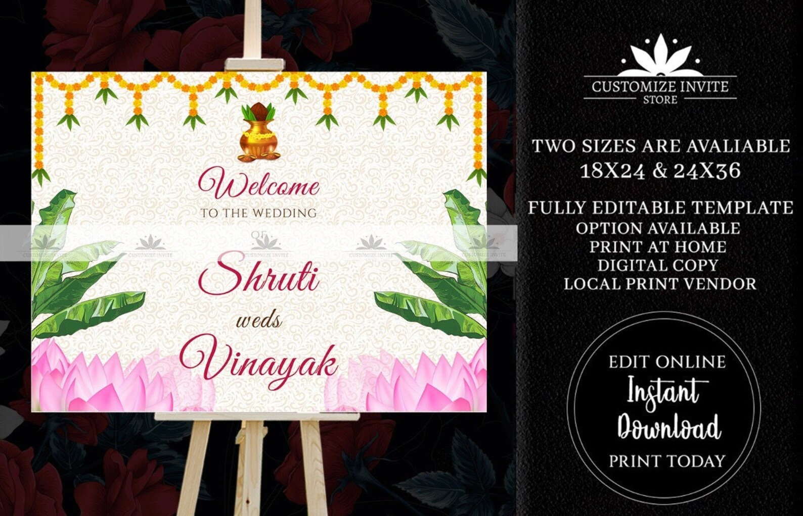 Tamil Wedding Welcome Sign Board as Indian Wedding Welcome Signage ...