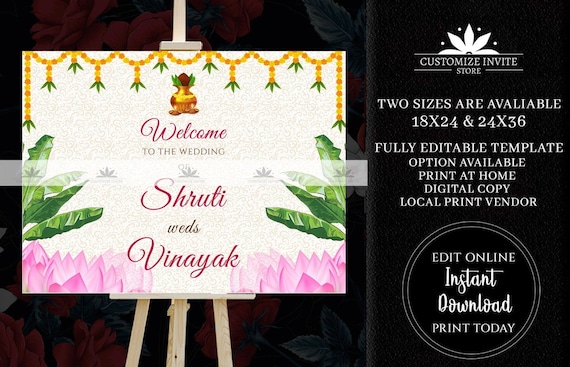 Tamil Wedding Welcome Sign Board as Indian Wedding Welcome | Etsy