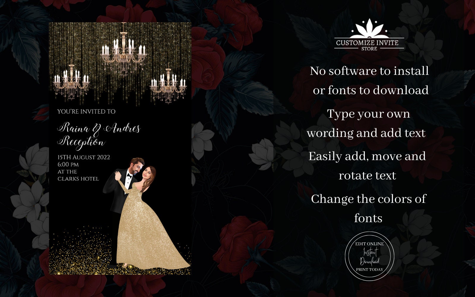 Digital Reception Card & Indian Reception Invitation, Reception Invites ...