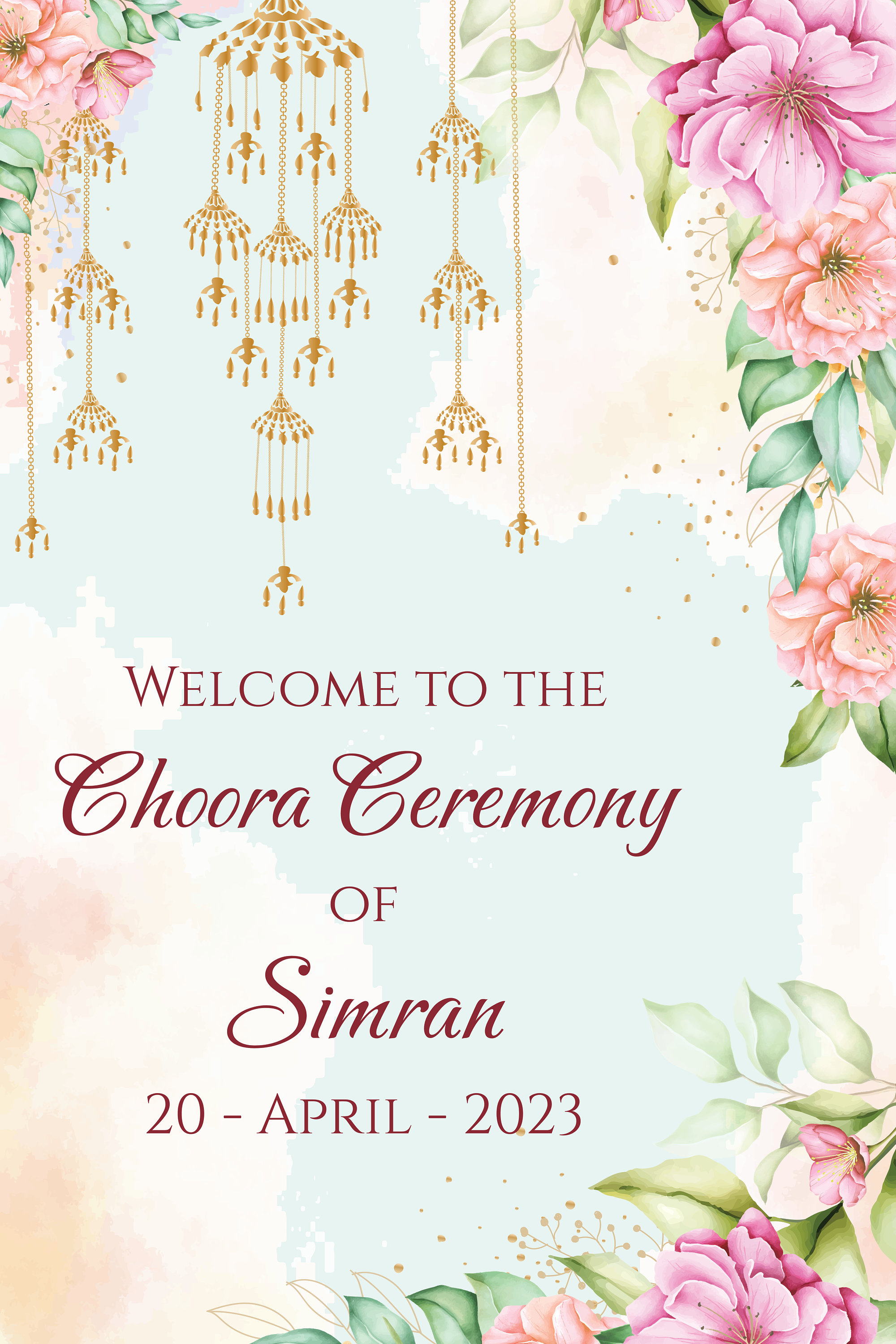 Floral Choora Ceremony as Chura Signs Welcome, Indian Welcome Signs ...