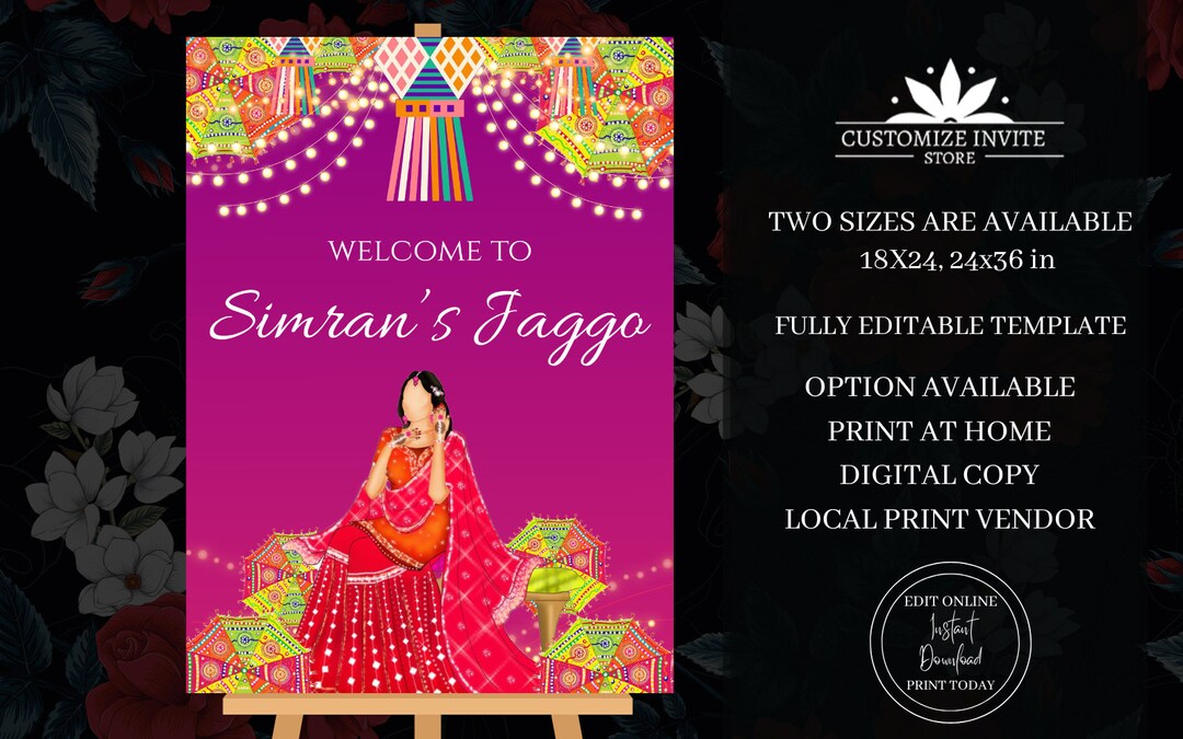 Jaggo Night Invites as Jaggo Wedding Invite, Jago Invitation Digital as ...