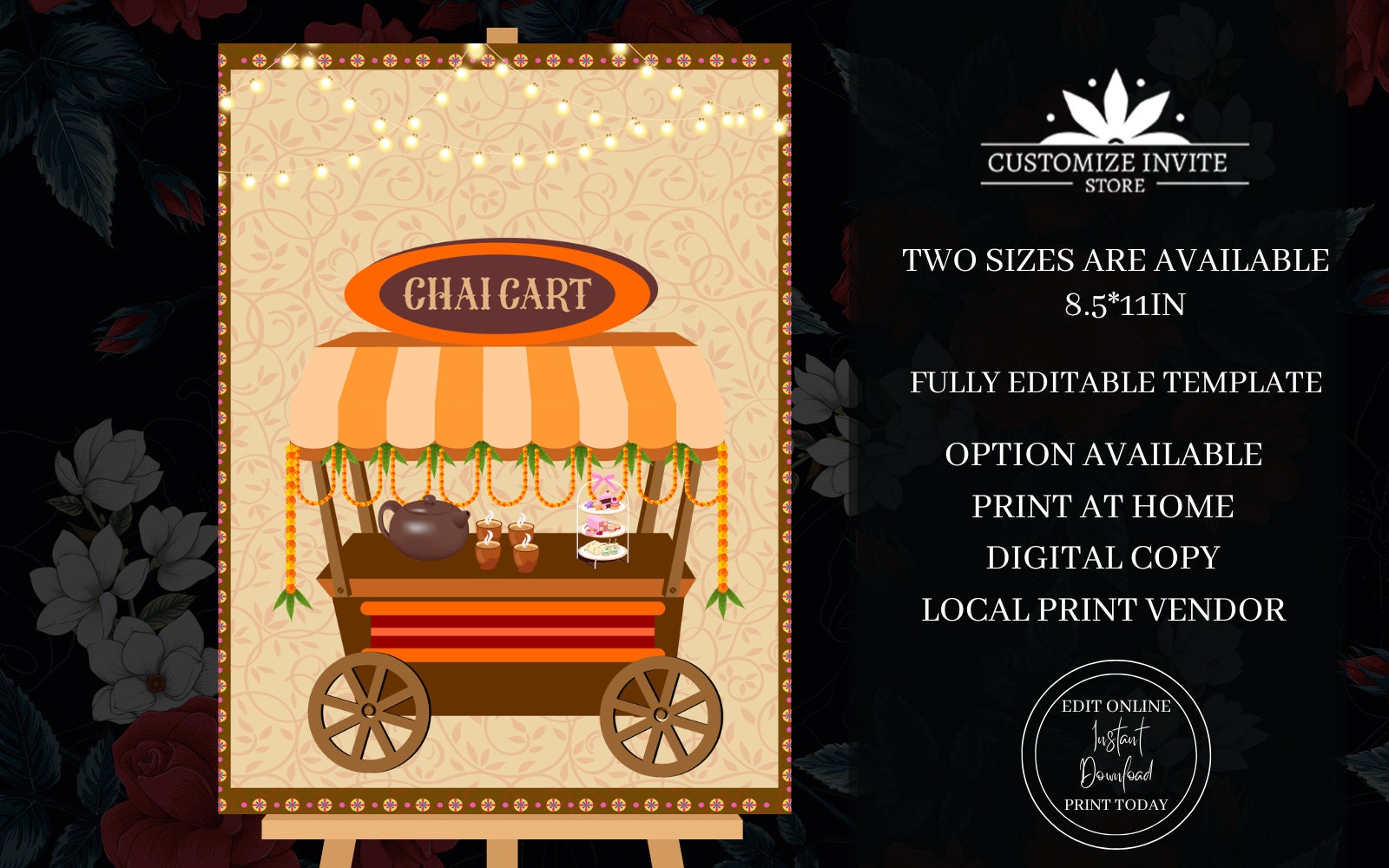 Chai Stall Signs Indian Food Station Sign, Indian Chai Station Sign ...