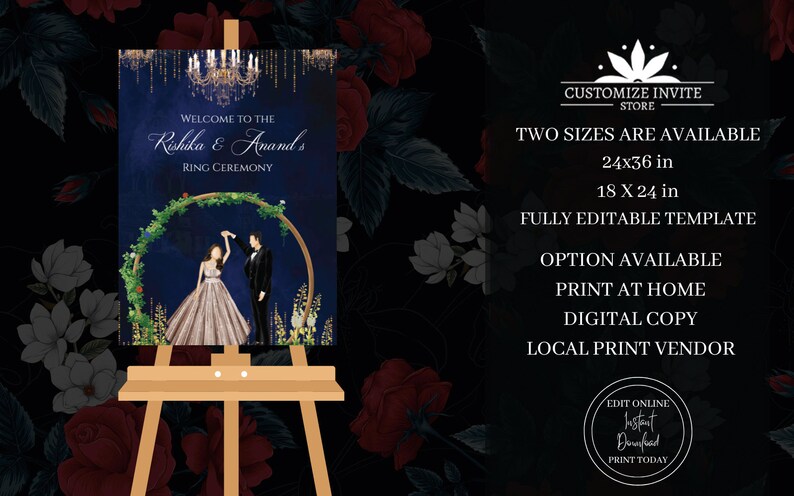 Buy Royal Blue Theme Couple Backdrop With Chadelier Hangings for Ring ...