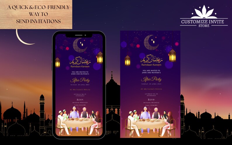 Ramdaan Islamic Mehrab Background Easy Editable Iftar Party Invitation ...