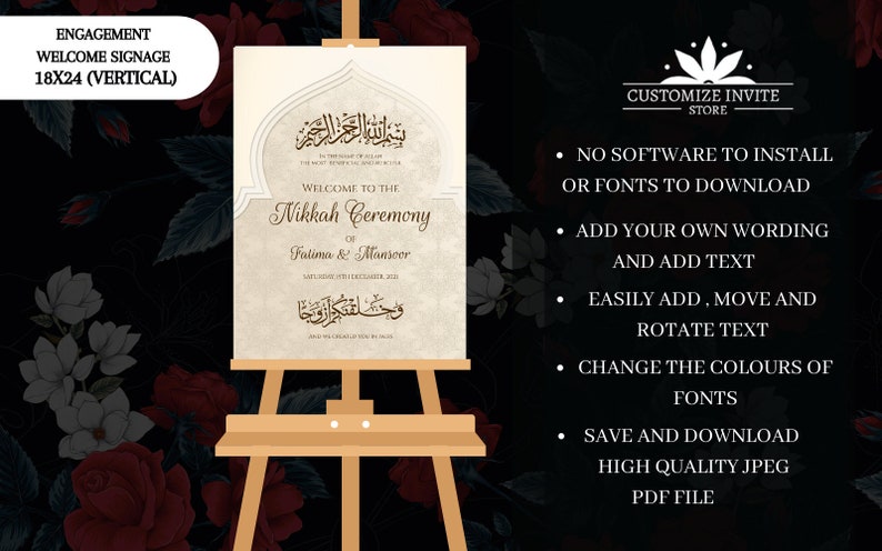 Nikkah Signages, Muslim Wedding Sign as Nikah Welcome Sign, Muslim ...