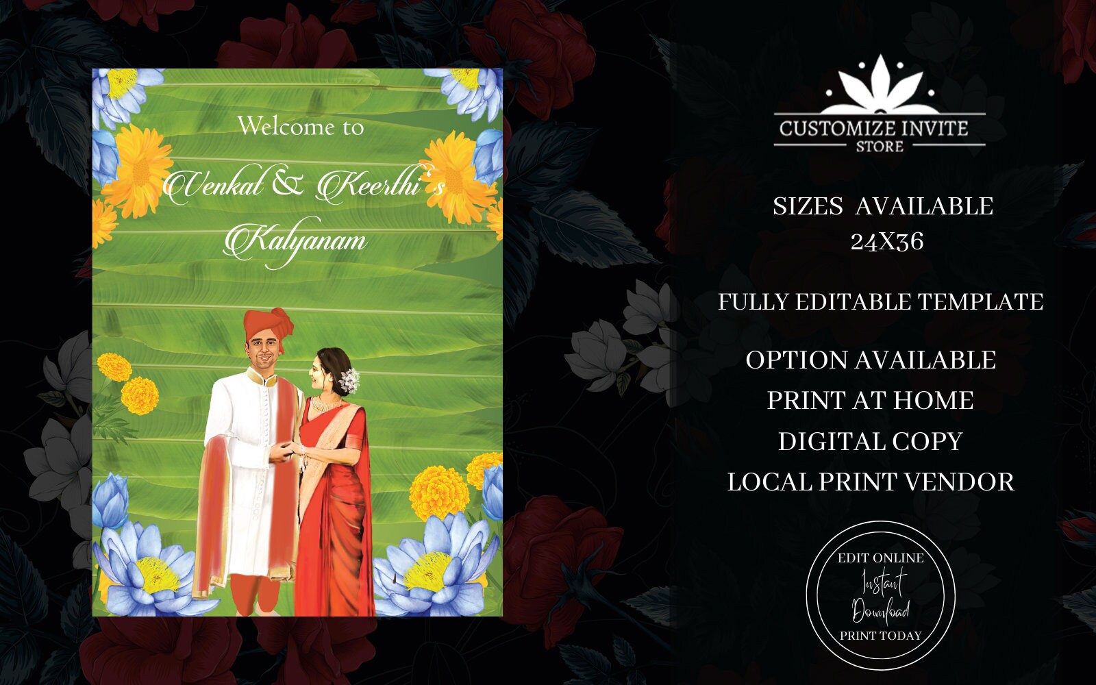 Tamil Welcome Sign as Telugu Wedding Sign Indian, South Indian Signs ...