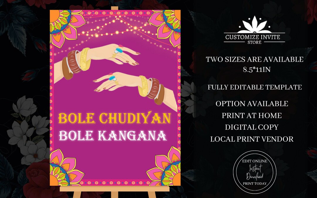 Bangle Bar Signs Desi Wedding Decor, Bangle Decoration & Henna Station ...