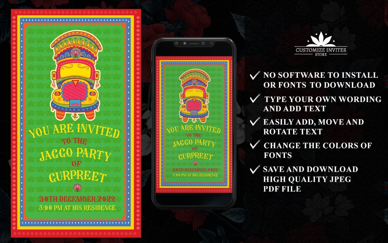 Jago Party invite & Bollywood party invite digital Jaggo | Etsy