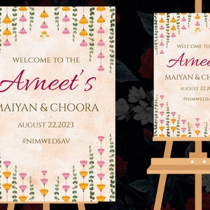 Pink Floral Choora Ceremony as Entrance Welcome Sign, Indian Welcome ...