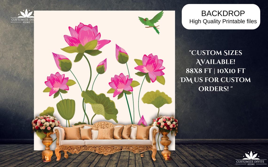 Pichwai Lotus Backdrop Cloth Backdrop Pooja Wedding & Festival ...