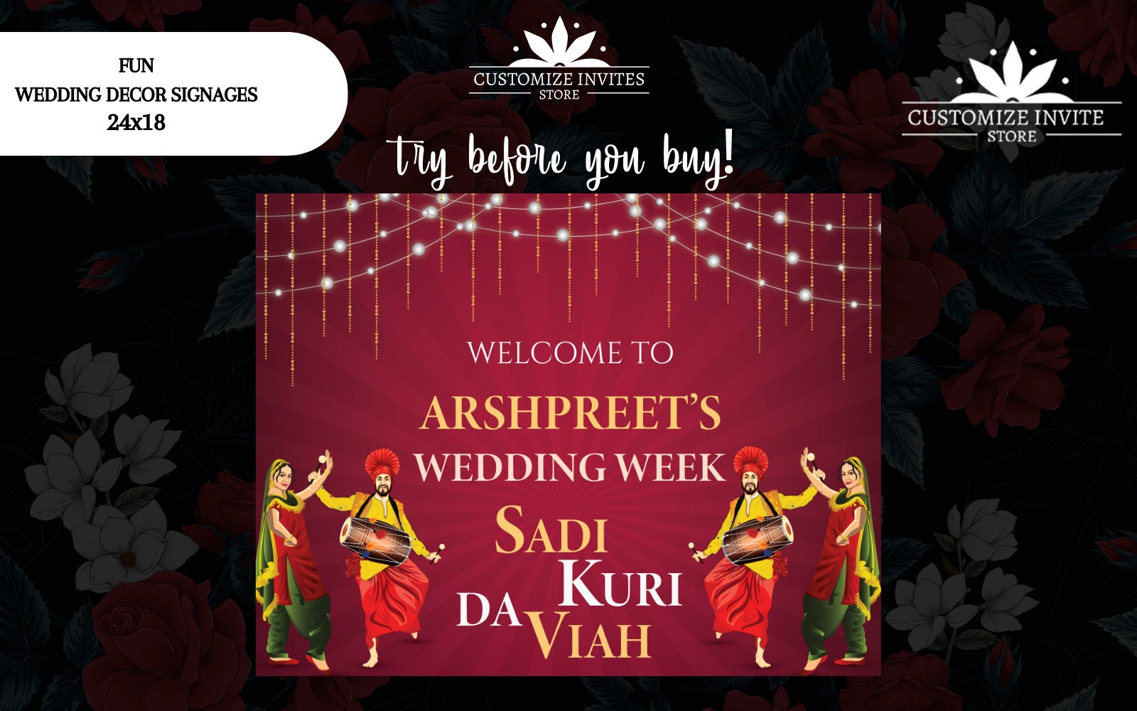 Sade Kuri Da Viah, Punjabi Welcome Signs & Sikh Welcome Signs, Punjabi ...