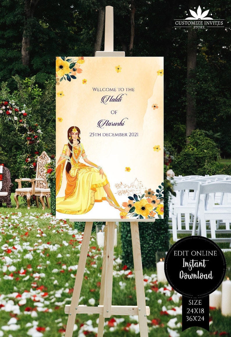 Haldi Welcome Ceremony Signage, Haldi Decor Entry Sign Board, Haldi ...