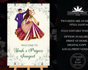 Indian Sangeet Signs & Indian Sangeet Welcome Sign, Sangeet Decor Sign ...