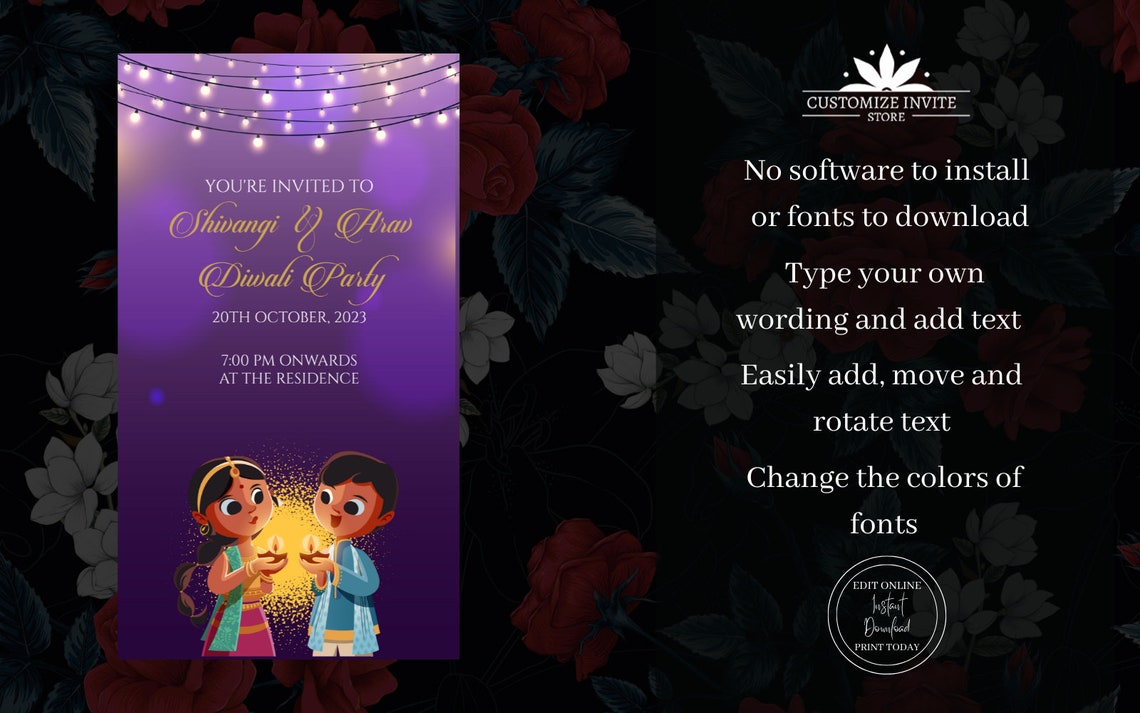 Diwali Party Invite & Diwali Invitations, Diwali Dinner Invites as ...