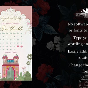 Hindu Mughal Palace and Amaravati Trees Wedding Invitation, Calender ...