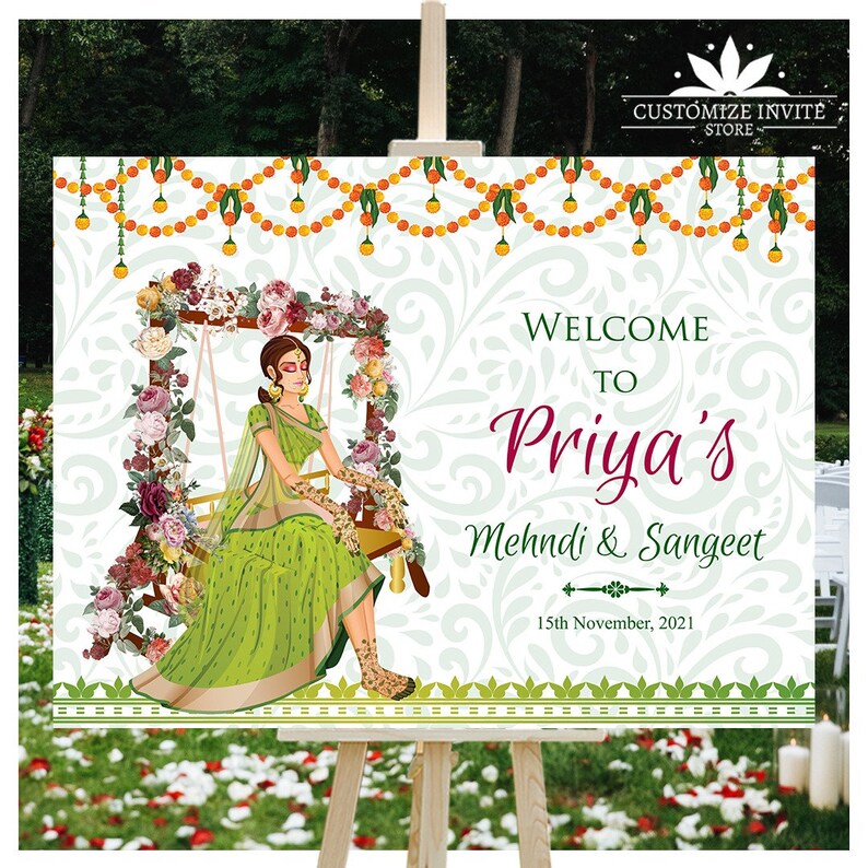 Henna Welcome Sign, Mehndi Night Welcome Signage as Henna Night ...