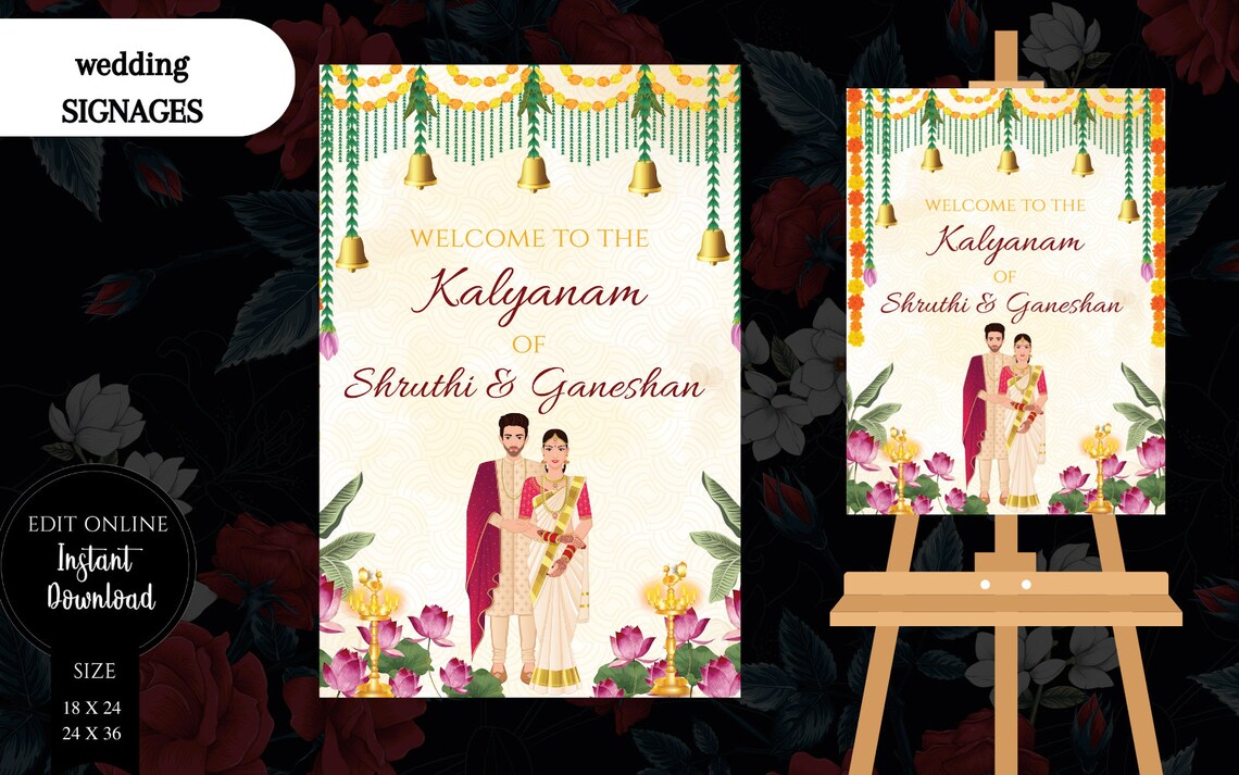 Indian Wedding Welcome Sign Board as Hindu Welcome Signage, Hindu ...
