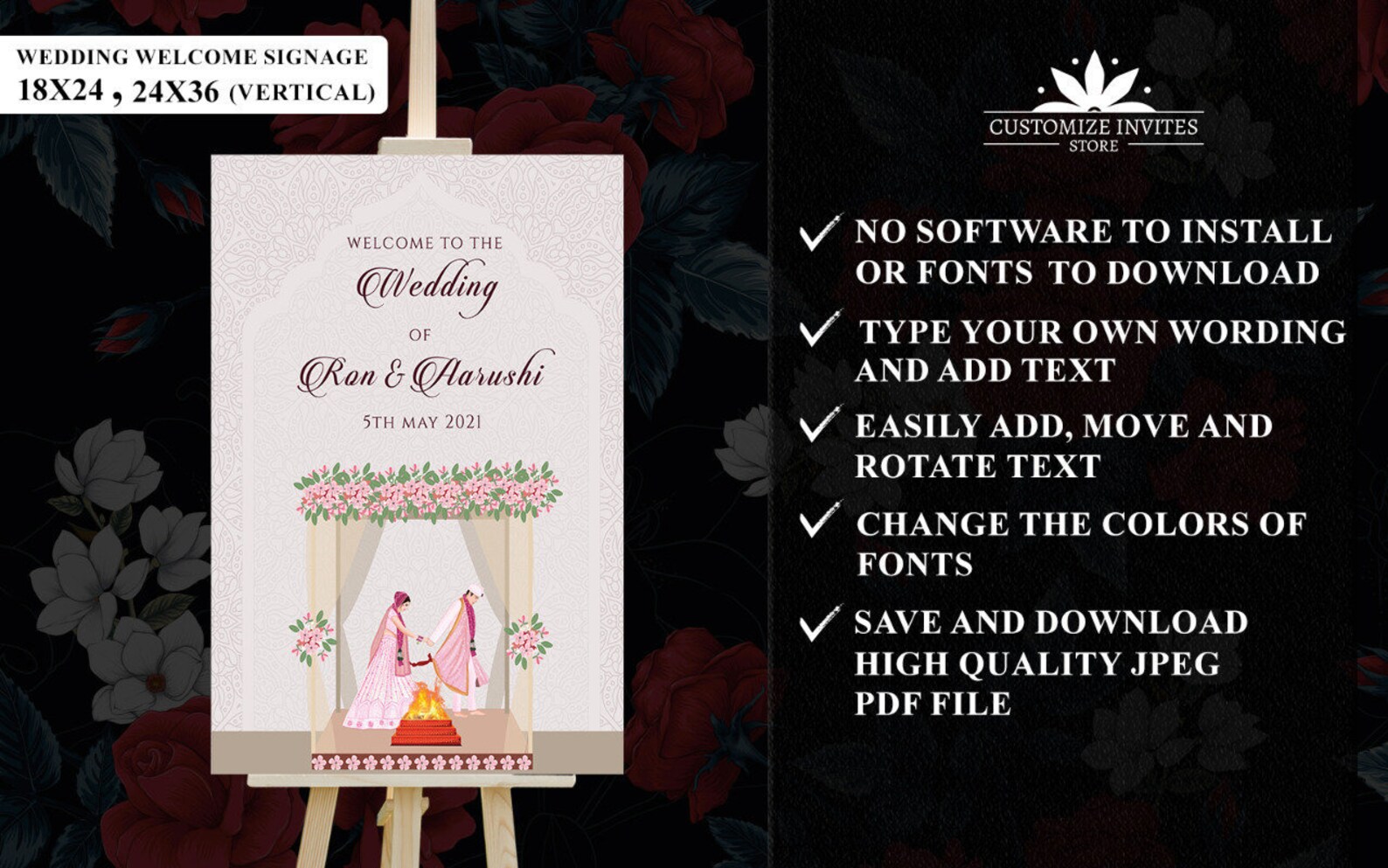 Indian Welcome Sign as Wedding Welcome Entry Signs, Indian Wedding ...