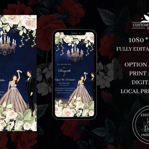 Night Theme Sangeet Invitation, Indian Engagement (digital Card) - Etsy