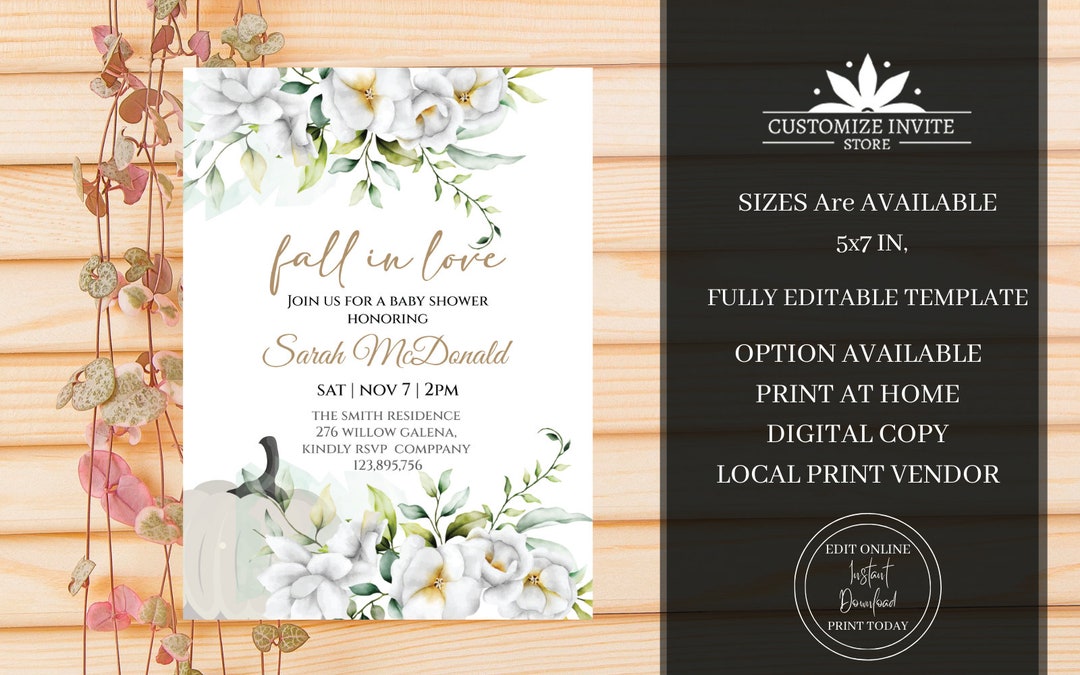 Fall in Love Bridal Shower Invitation, Blush Bridal Shower Invitation ...