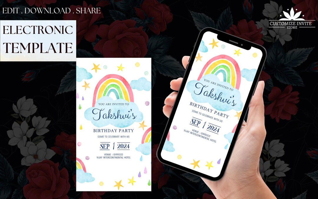 Editable Bing Birthday Invitation Template,digital Kids Party Invite ...