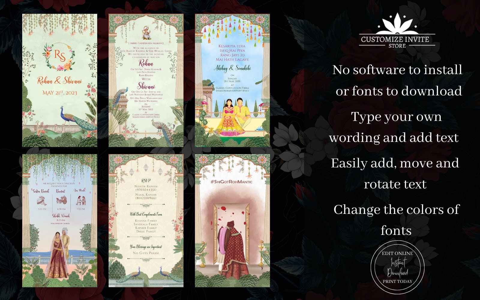 Pichwai Theme Trees Whatsapp Invite, Beautiful Mehrab With Hangings ...