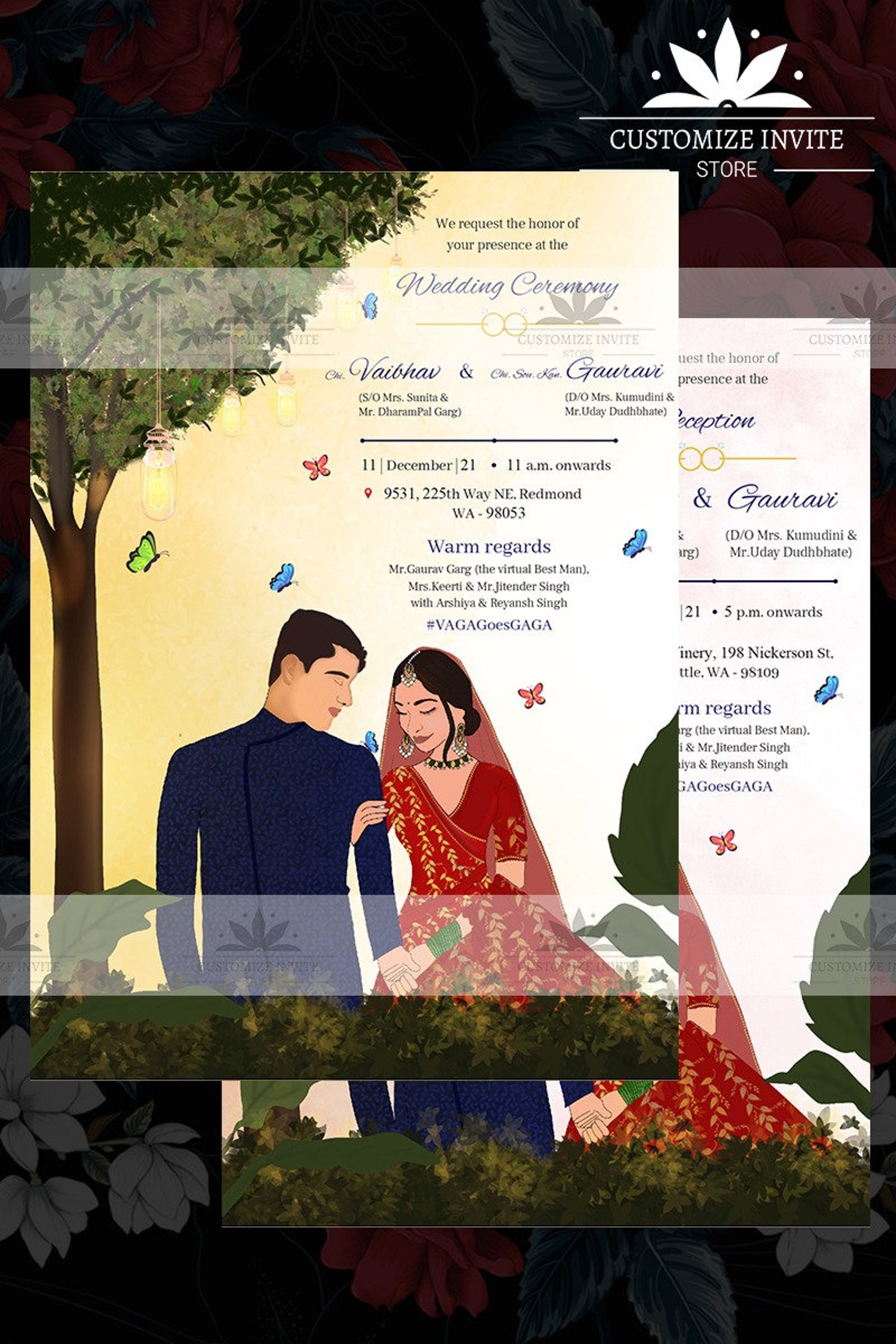 Custom Portrairt Indian Invitation Digital Wedding Card Suite Including ...