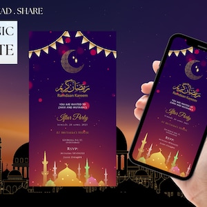 Ramdaan Islamic Mehrab Background Easy Editable Iftar Party Invitation ...
