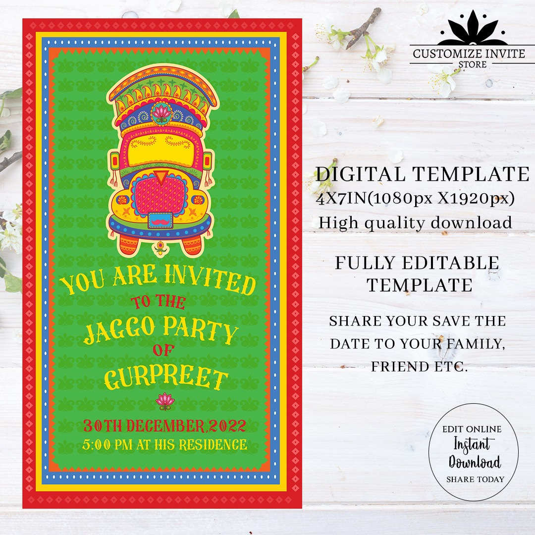 Jago Party invite & Bollywood party invite digital Jaggo | Etsy