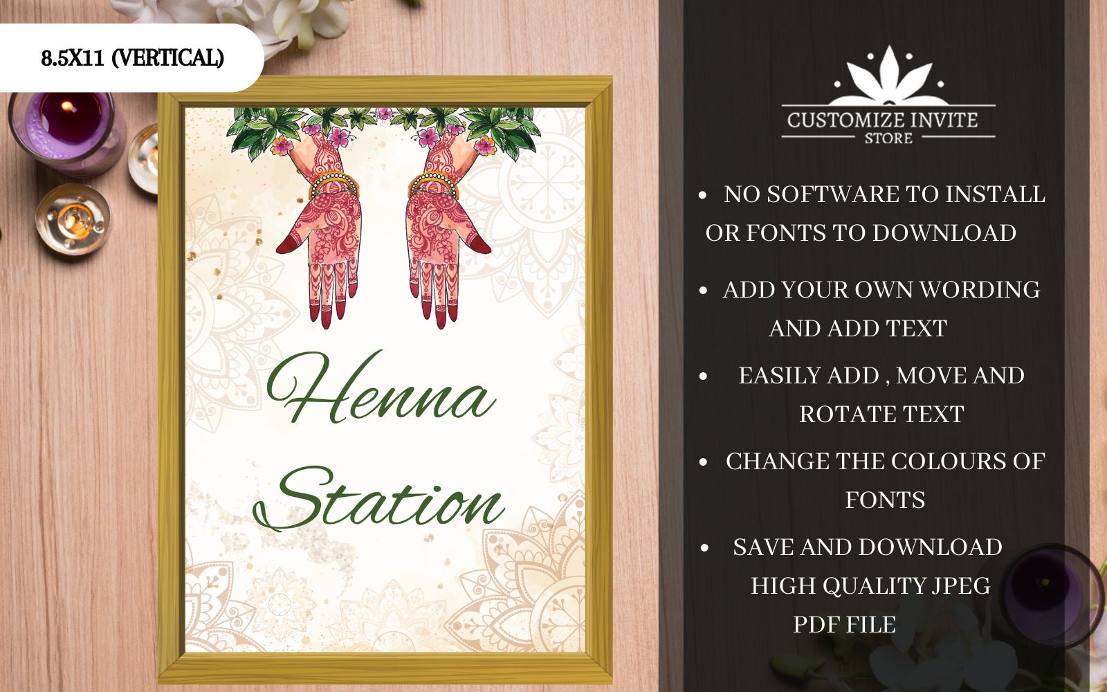 Indian Wedding Henna Station Signs, Indian Henna Station Sign Wedding ...