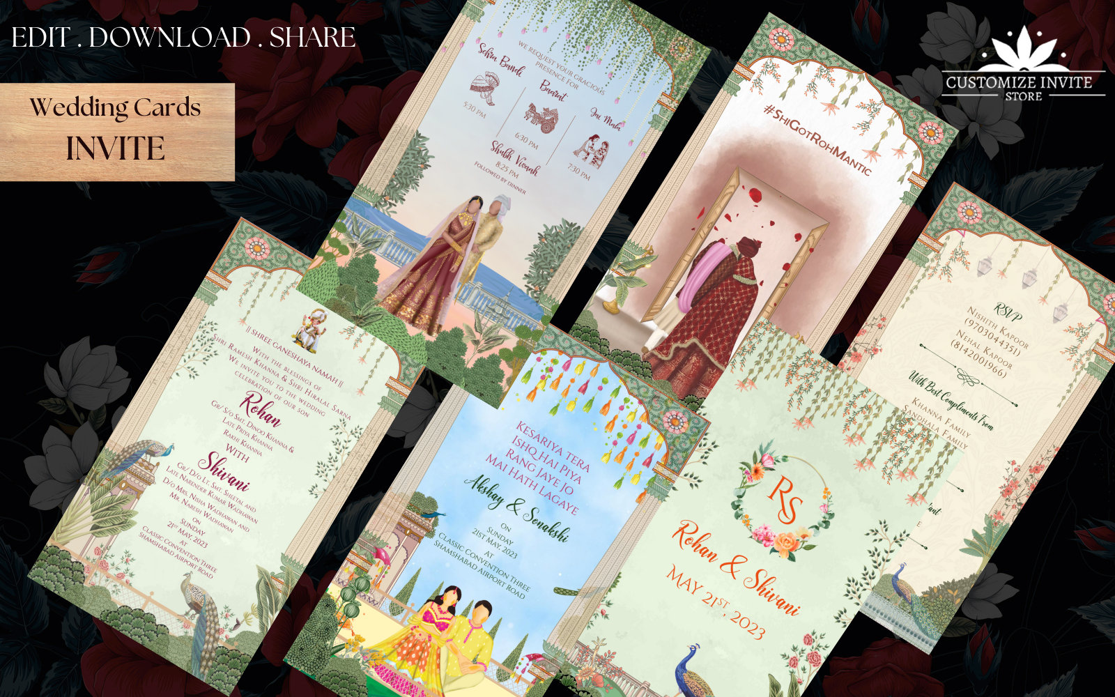 Pichwai Theme Trees Whatsapp Invite, Beautiful Mehrab With Hangings ...