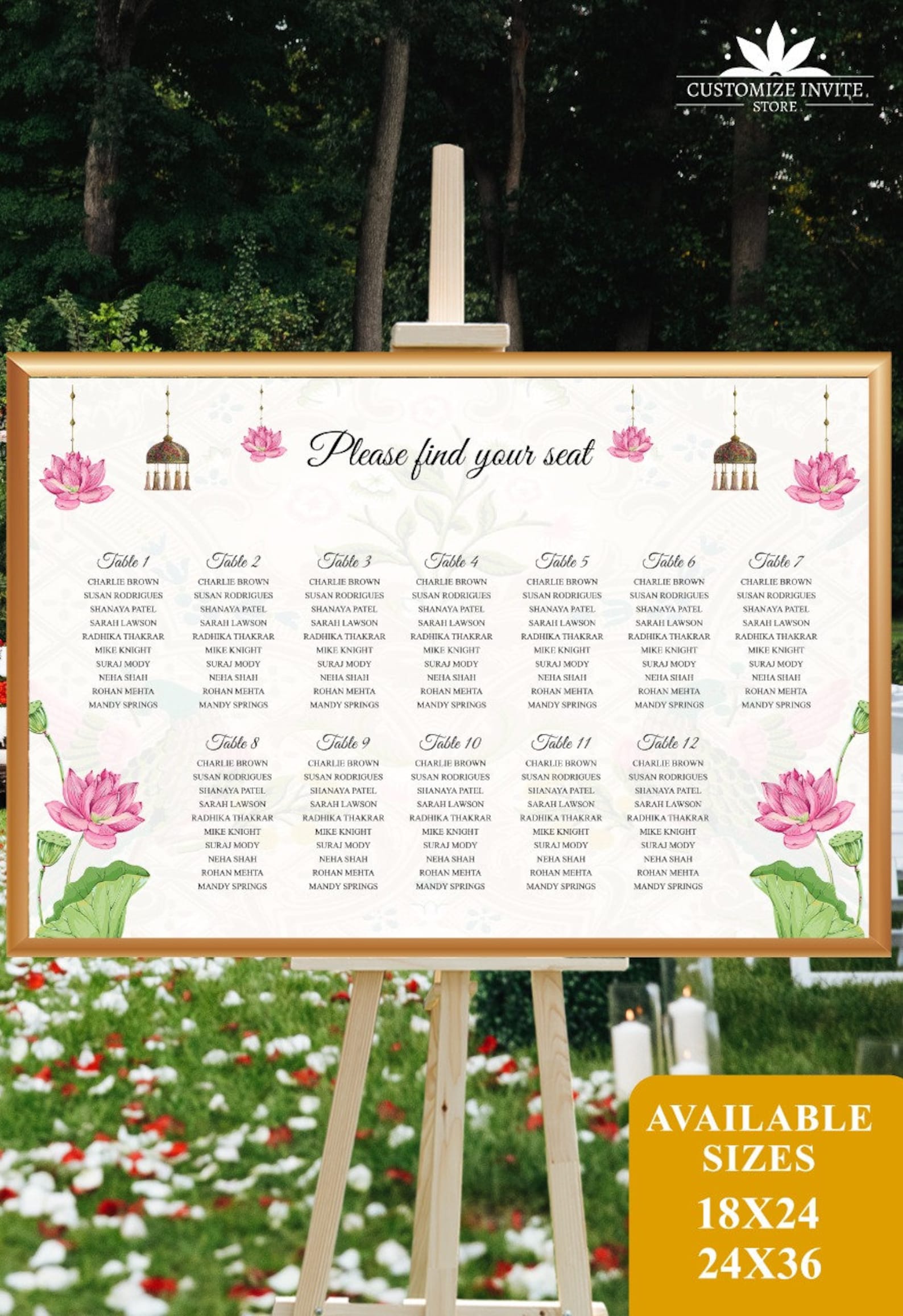 Reception Seating Chart Template Guest Table Plan Hindu - Etsy