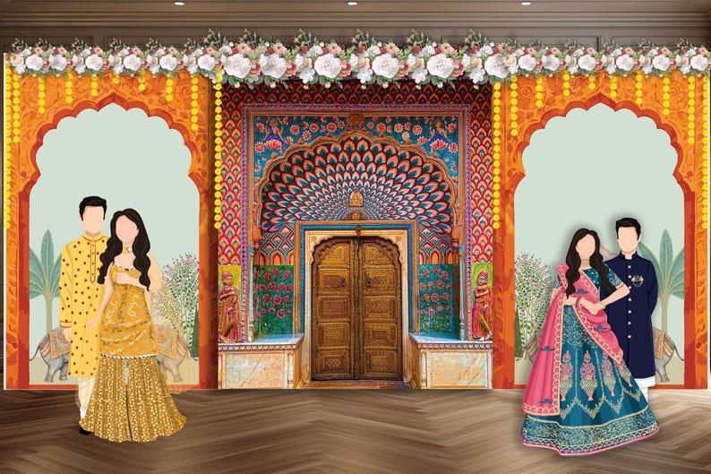 Indian Wedding Backdrop: Customizable Digital Print (PDF or JPEG) - Etsy