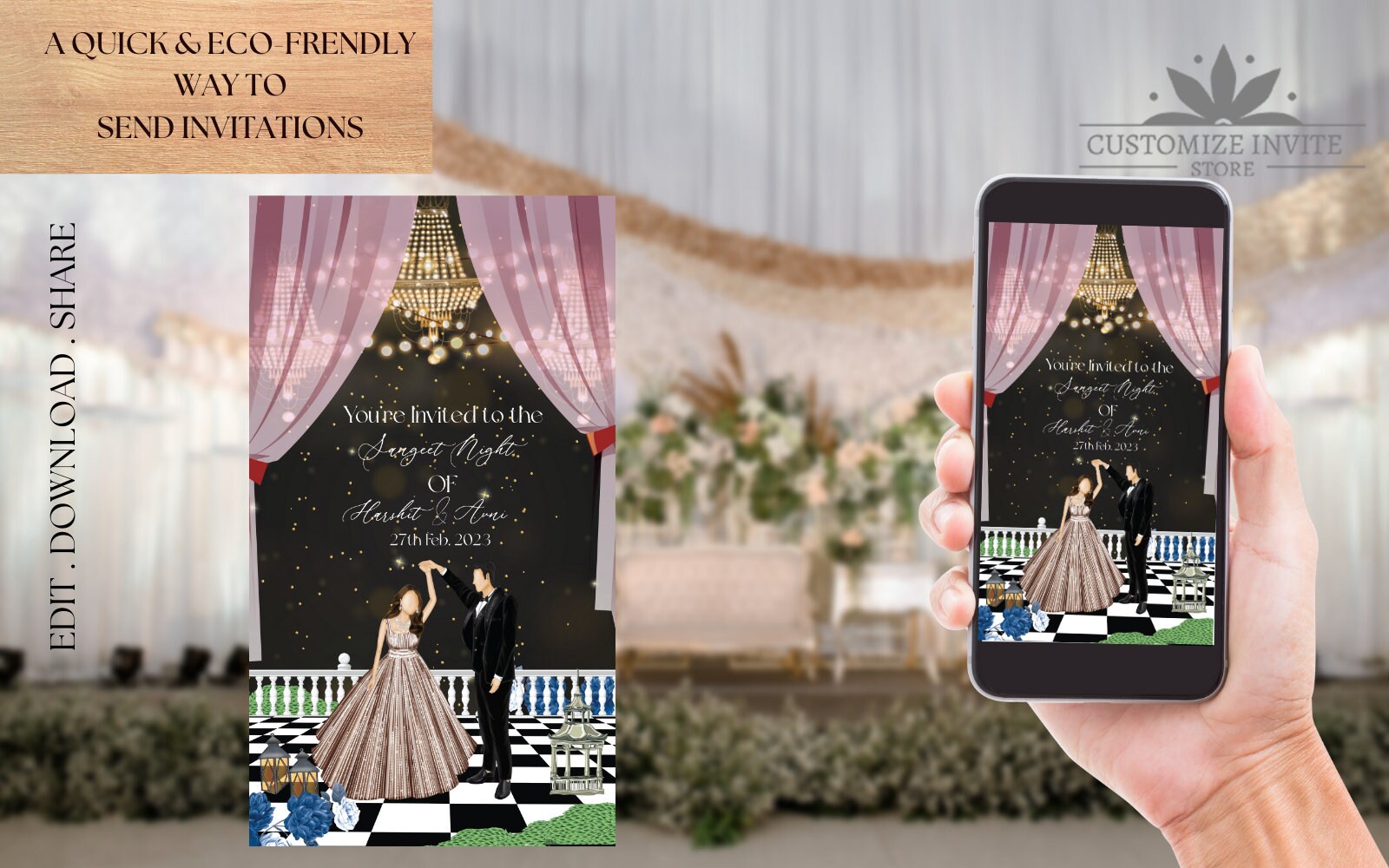 Perfect Night Theme Invitation as Sangeet Invite,reception Invites ...