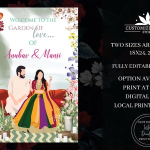 Welcome to Our Garden of Love Ceremony, Welcome to Mehndi Night Sign as ...
