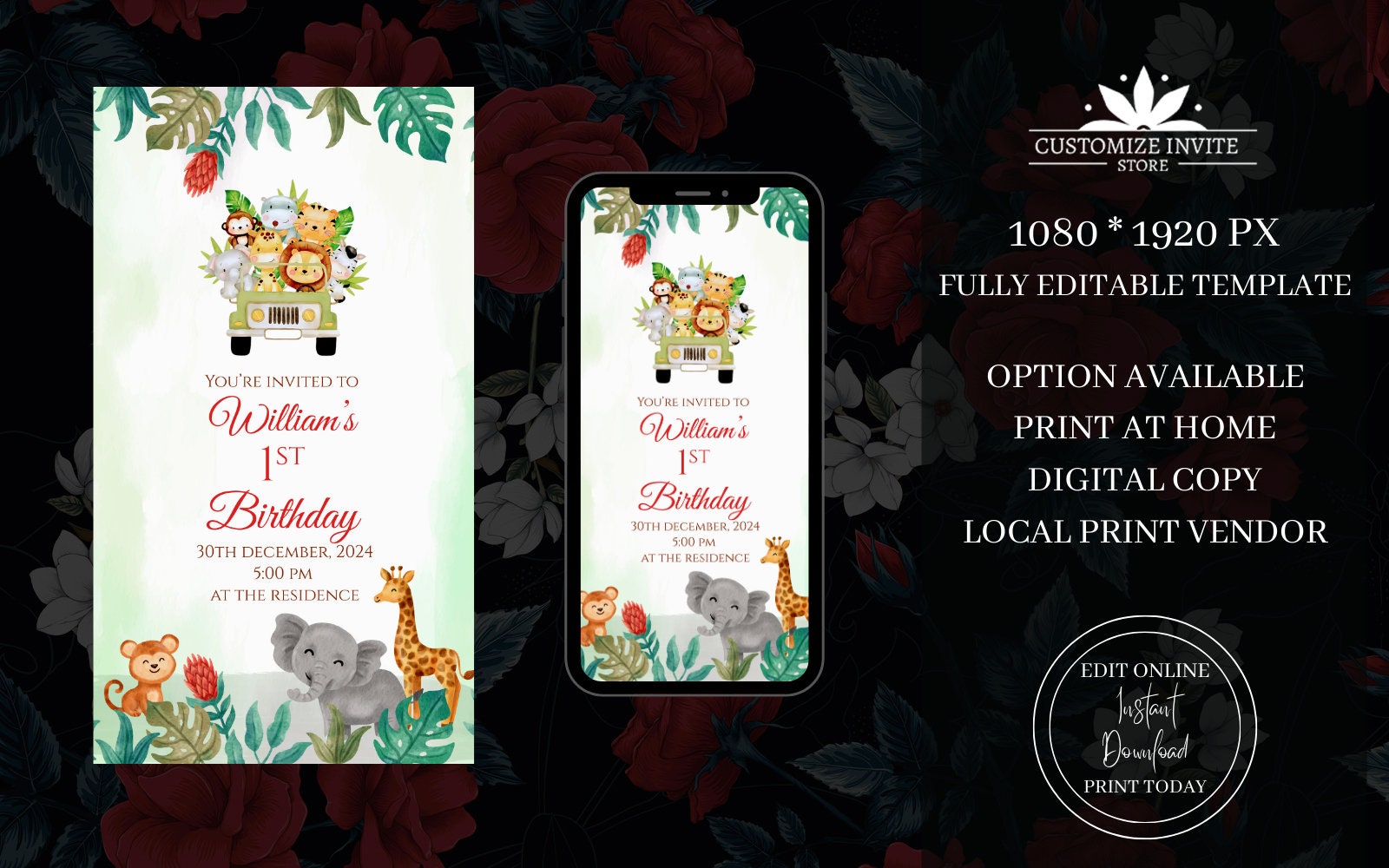 Editable Bing Birthday Invitation Template,digital Kids Party Invite ...