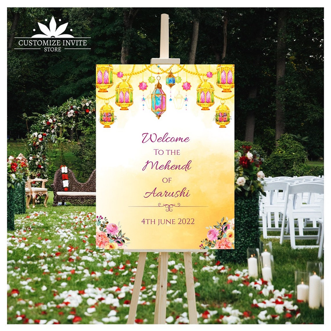 Indian Welcome Signs Henna & Mendhi Signs Mehndi Welcome - Etsy