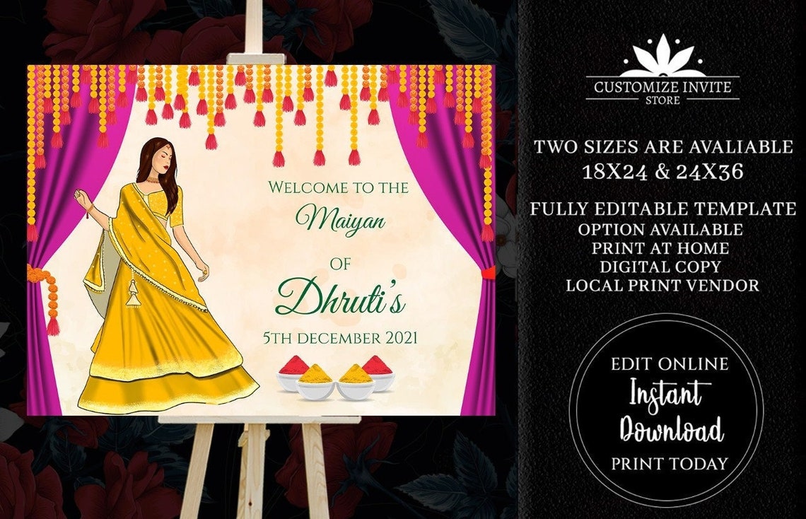 Welcome to My Maiyan Signs, Floral Maiyaan Welcome Signs, Indian ...