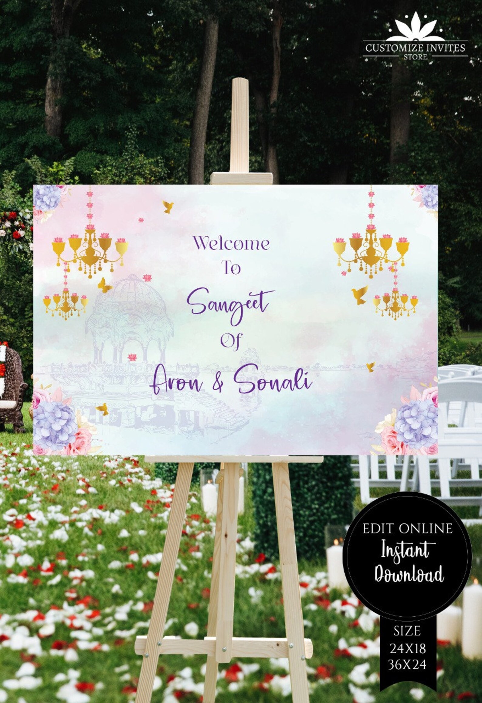 Sangeet Signs Sangeet Welcome Sign as Floral Welcome Sign - Etsy