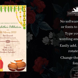 South Indian Pellikuturu Invitations as Pellikuturu E-invite, Telugu ...
