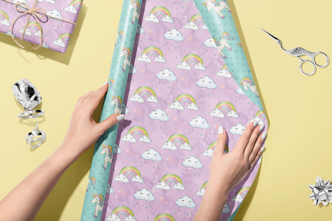 Double Sided Wrapping Paper, Reversible Gift Wrap,unicorn Kids Pattern ...