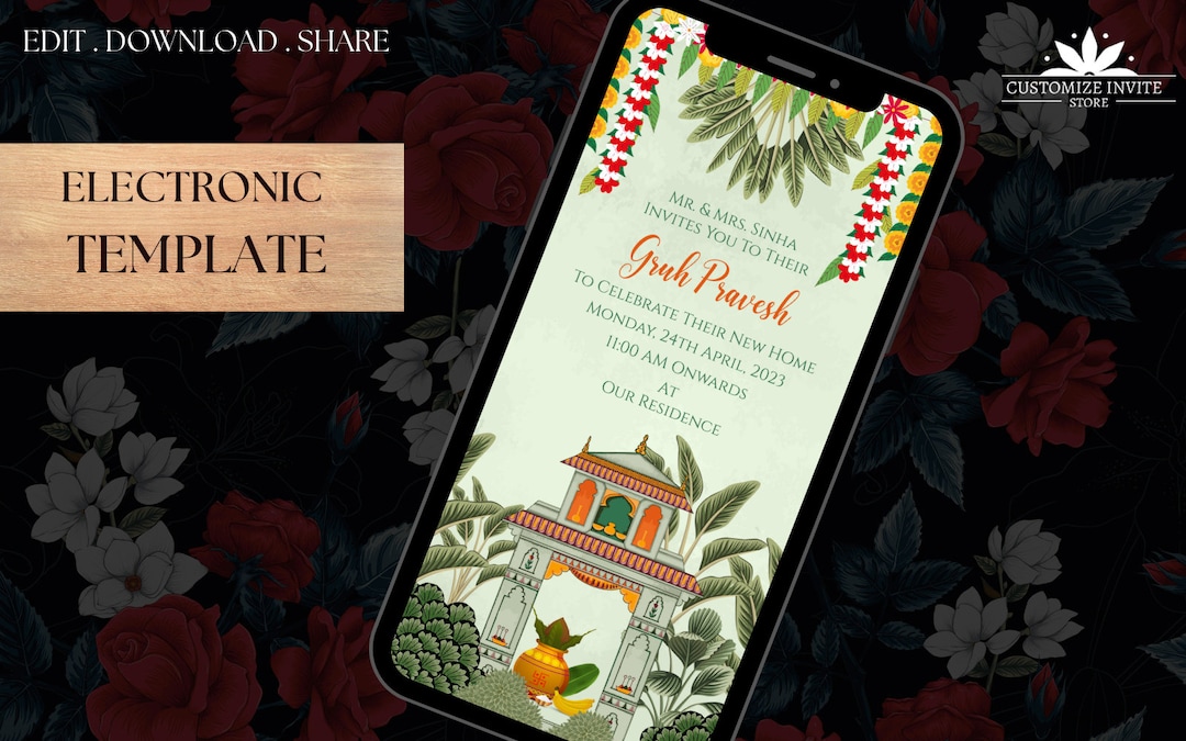 Gruhapravesam Invitation, Indian Housewarming Invite (digital) - Etsy