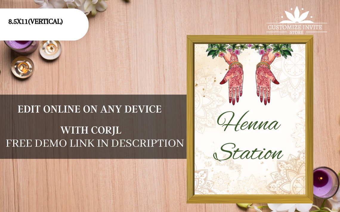 Indian Wedding Henna Station Signs, Indian Henna Station Sign Wedding ...