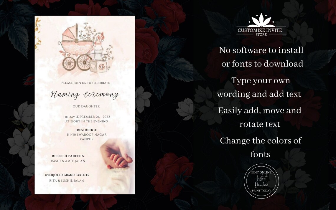 Naming Day Invite Naming Day Card, Naming Baby Card, Naming Ceremony ...